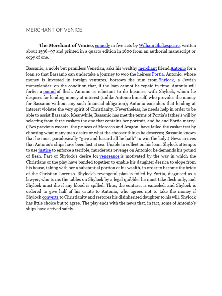 MERCHANT OF VENICE | PDF