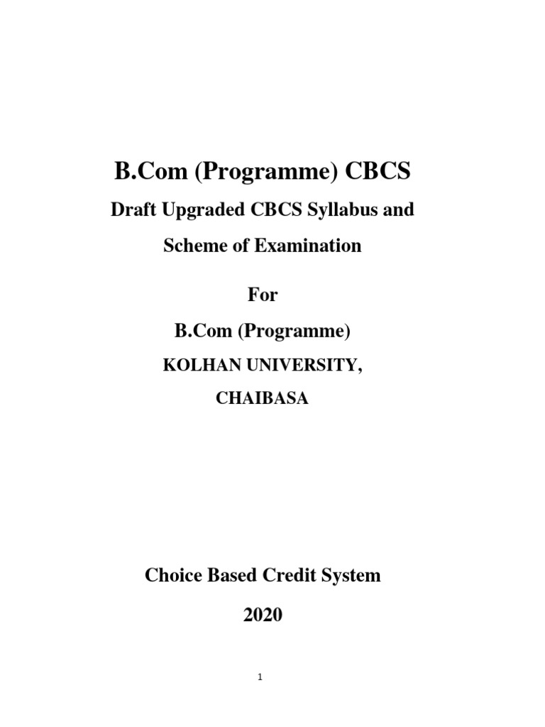 Revised Draft Upgraded Syllabus For BCom Programme CBCS | PDF ...
