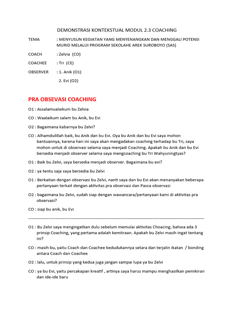 Contoh Skenario Demonstrasi Kontekstual Modul 2.3 | PDF