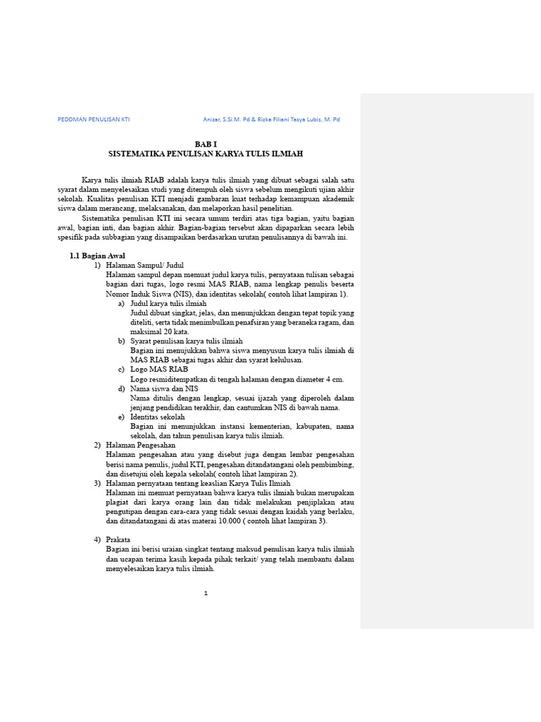 Pedoman Penulisan KTI RIAB 2024-2025 | PDF | Seni | Sains & Matematika