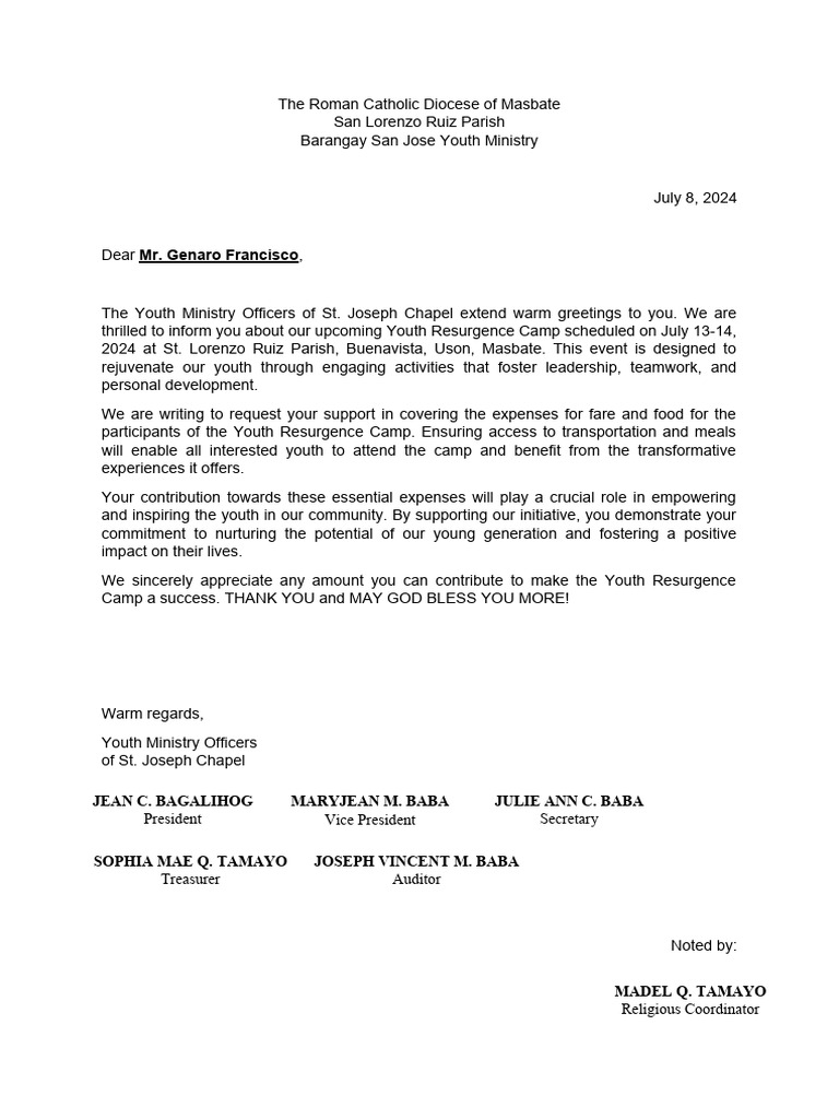 Solicitation Letter | PDF | Cooking, Food & Wine | Wellness