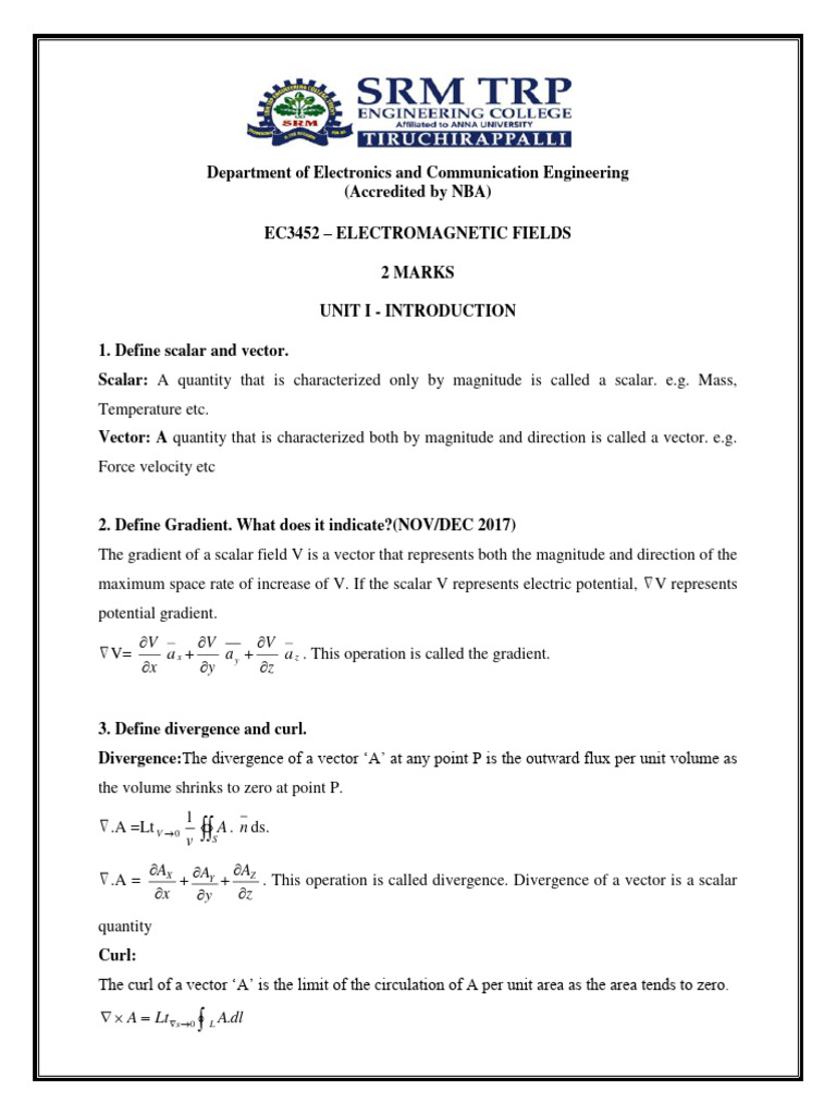 2 marks | Download Free PDF | Magnetic Field | Inductance