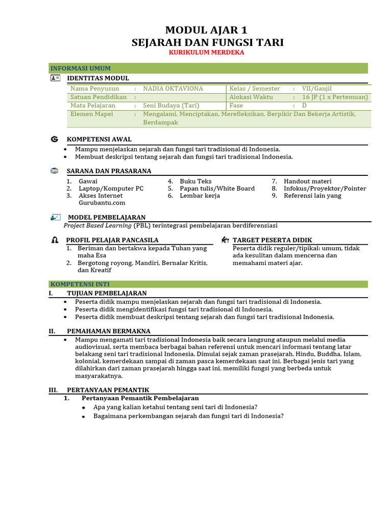 Modul Ajar Nadia 2 | PDF