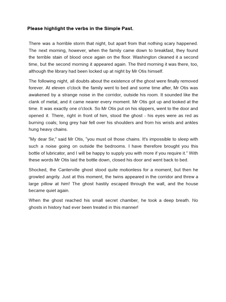 Please Highlight The Verbs in The Simple Past | PDF