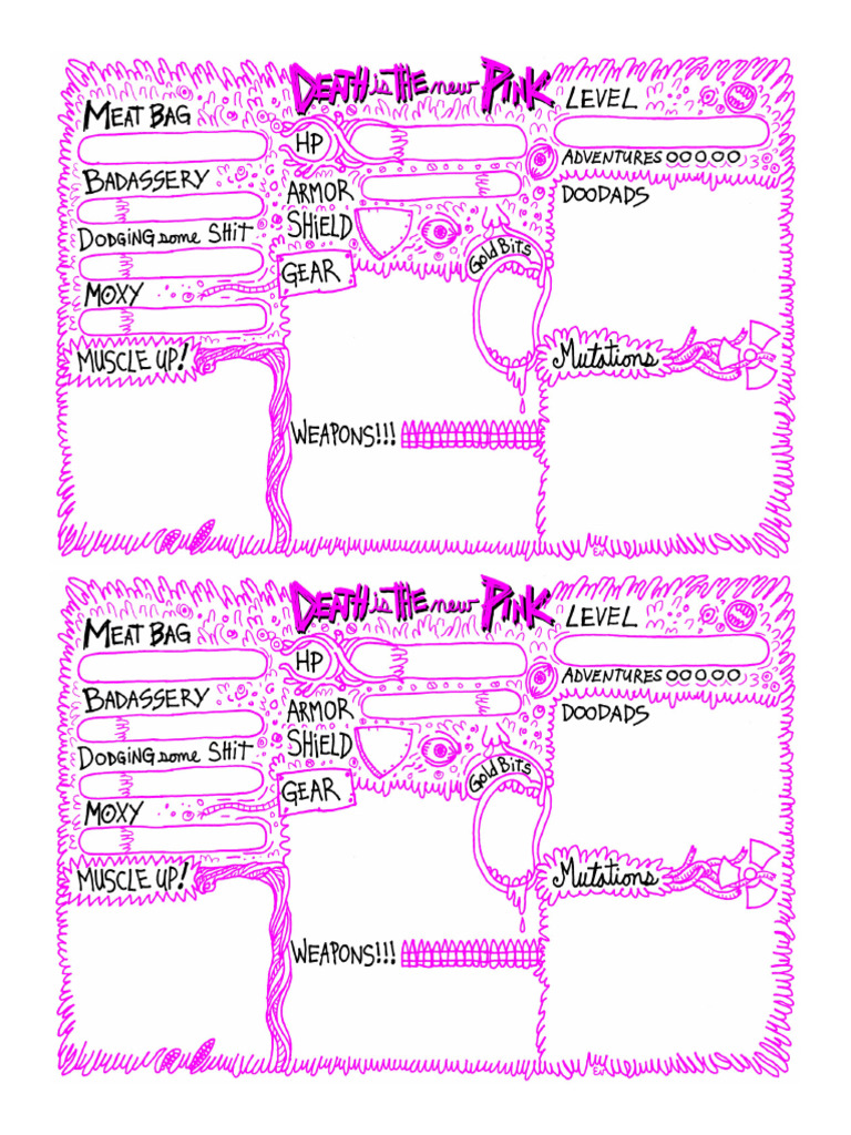 Into The Odd - Death Is The New Pink - Character Sheet (2017) | PDF