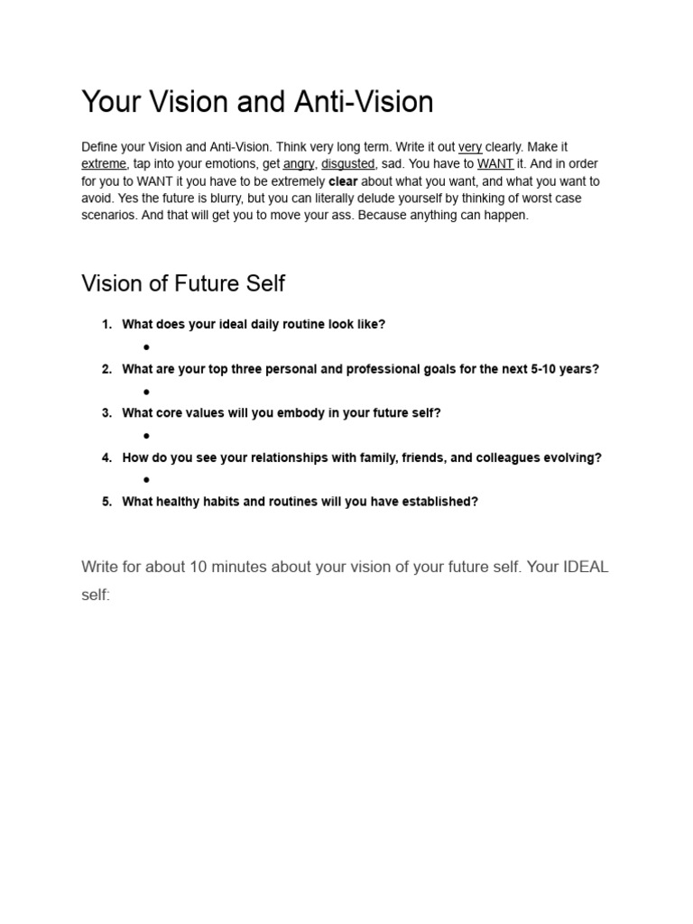 Your Vision and Anti-Vision | PDF