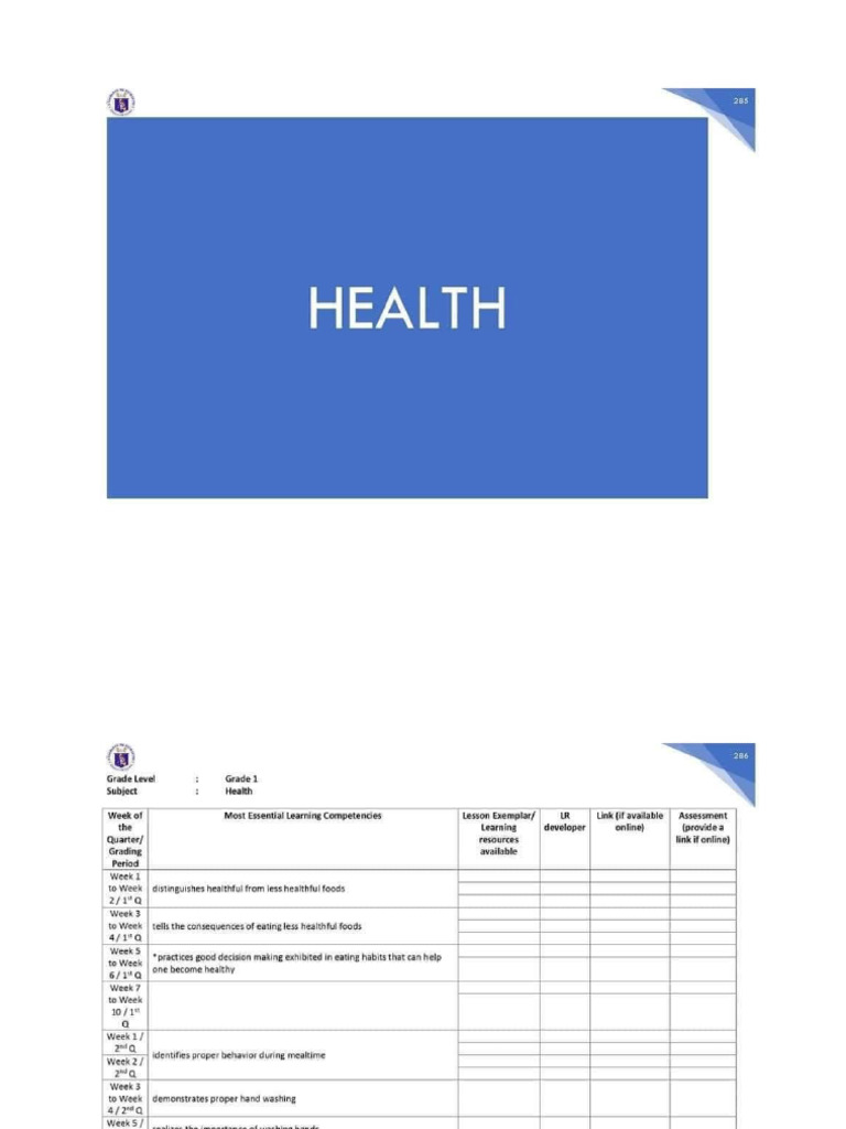 Melcs Grade 1 Health | PDF