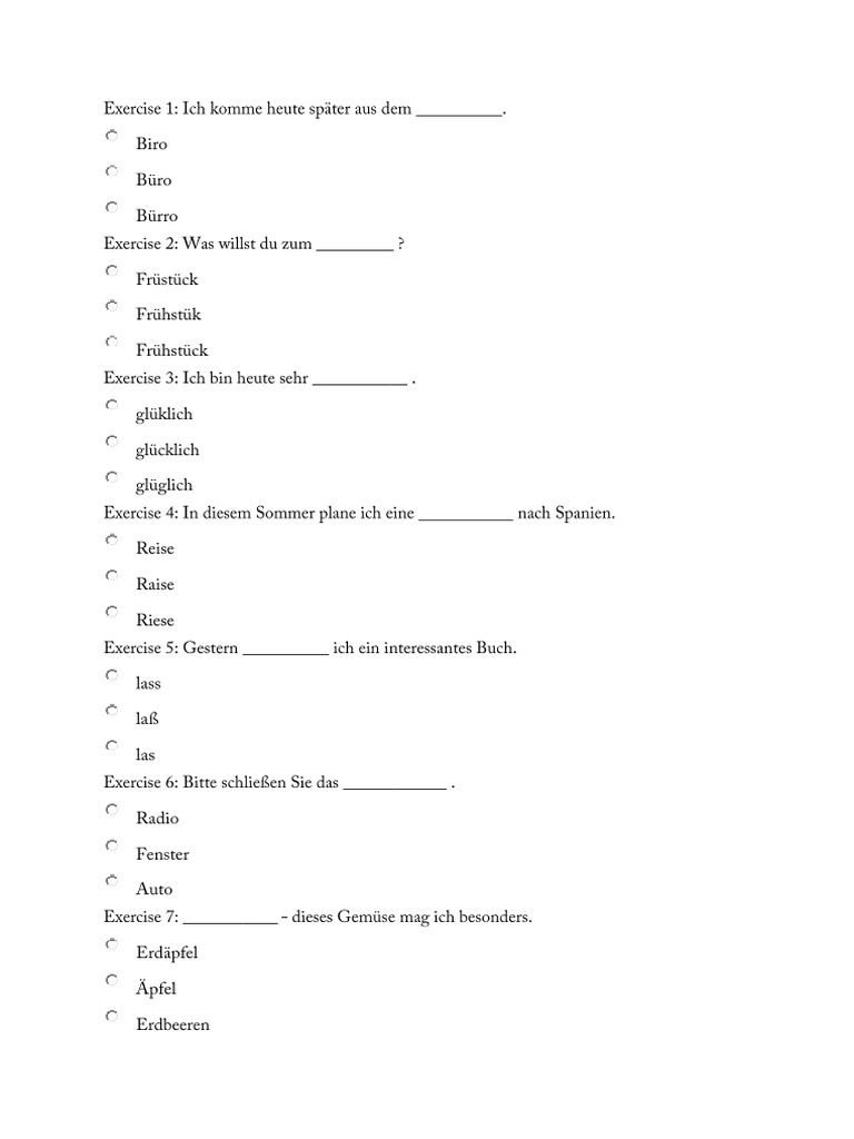 Deutsch Test 1 | PDF