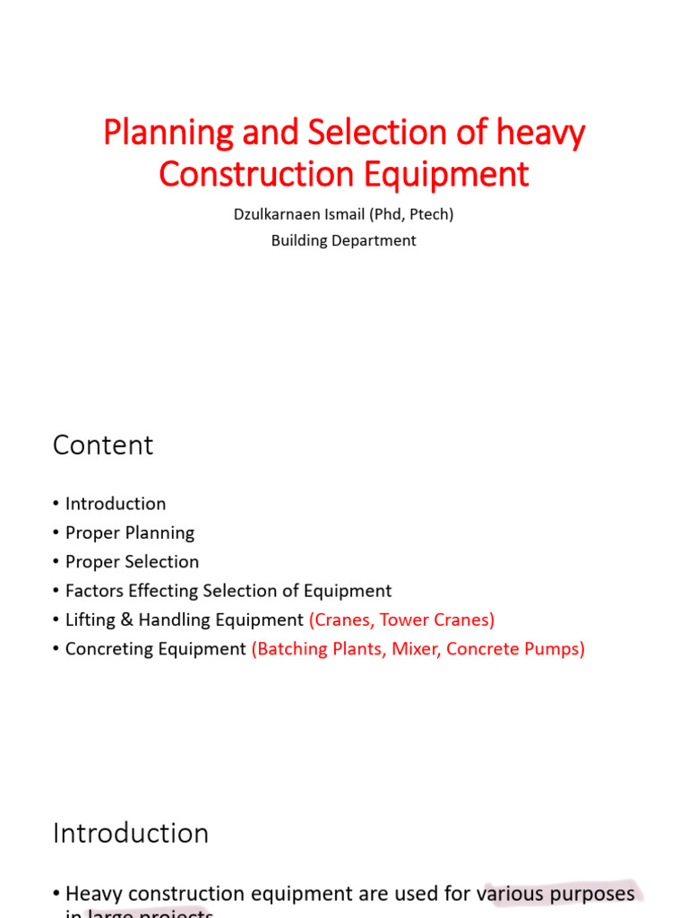 Heavy Construction Equipment Planning Guide | PDF | Crane (Machine ...