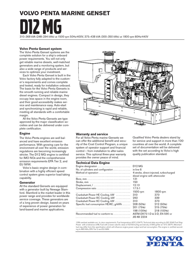 Volvo Penta Genset System | PDF | Electric Generator | Pump