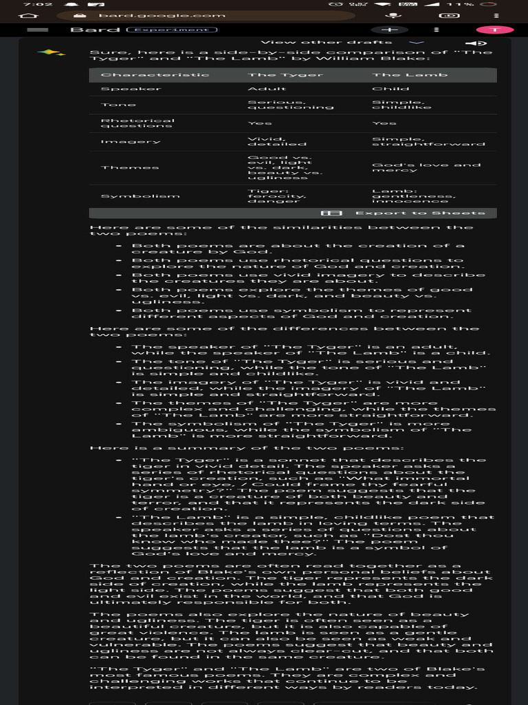 The Tyger and The Lambp | PDF