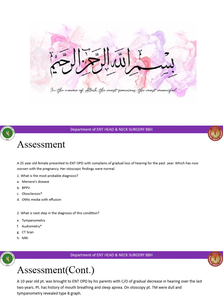 Otosclerosis MCQs | PDF | Ear | Hearing Loss