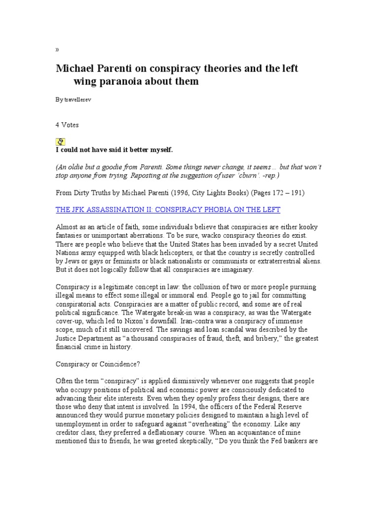Parenti Conspiracies | PDF | John F. Kennedy | Conspiracy Theory