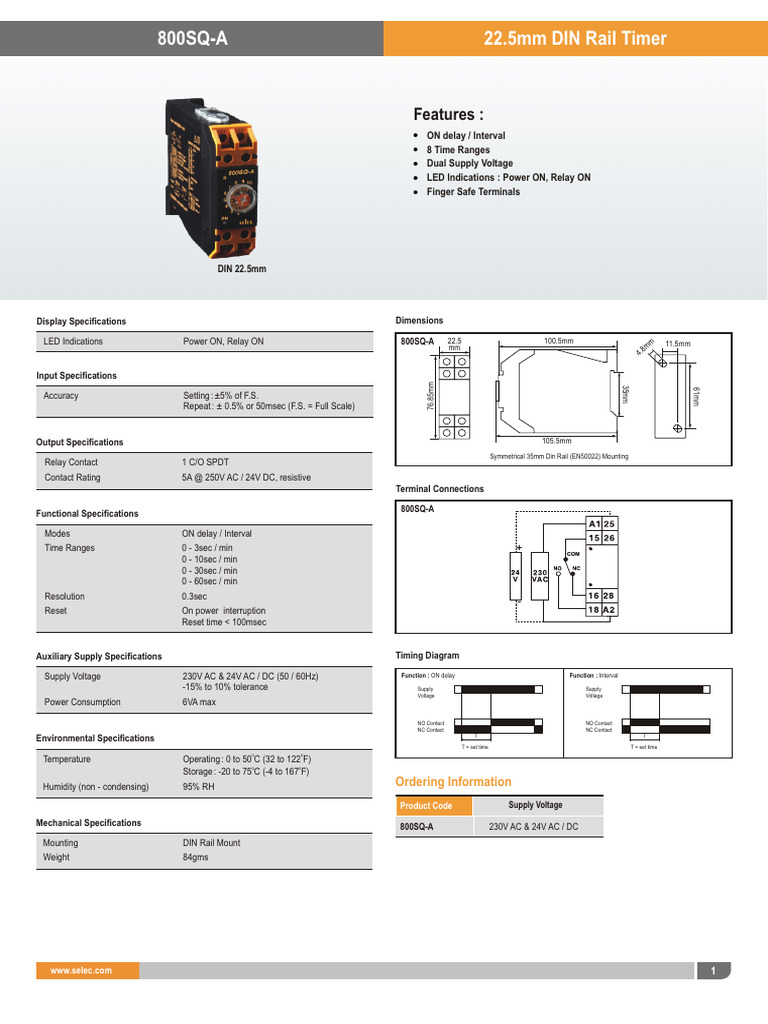 800SQ A Datasheet | PDF | Relay | Power (Physics)
