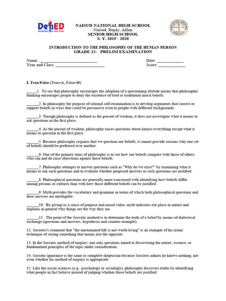 Exam Philo | PDF | Knowledge | Reason