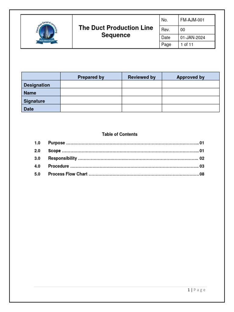 Procedure And Flow Chart Duct Fabrication Pdf Welding Construction