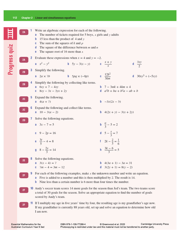 Yr9 Cambridge Equation | PDF | Equations | Mathematics