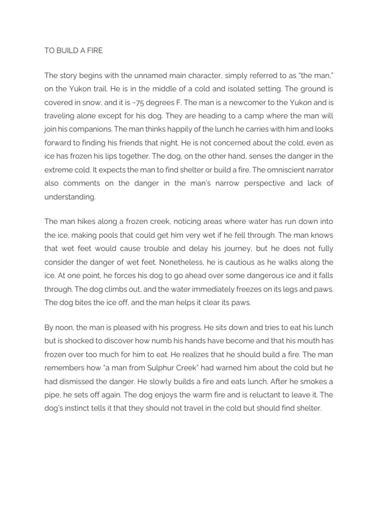 Jack London's "To Build a Fire" Summary | PDF