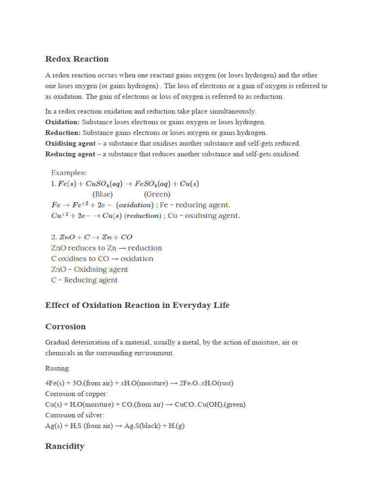 Redox Reactions: Effects and Prevention | PDF | Art | Science & Mathematics