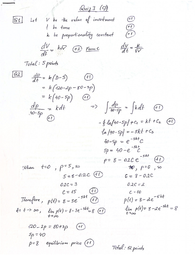 Quiz 3 Solutions | PDF