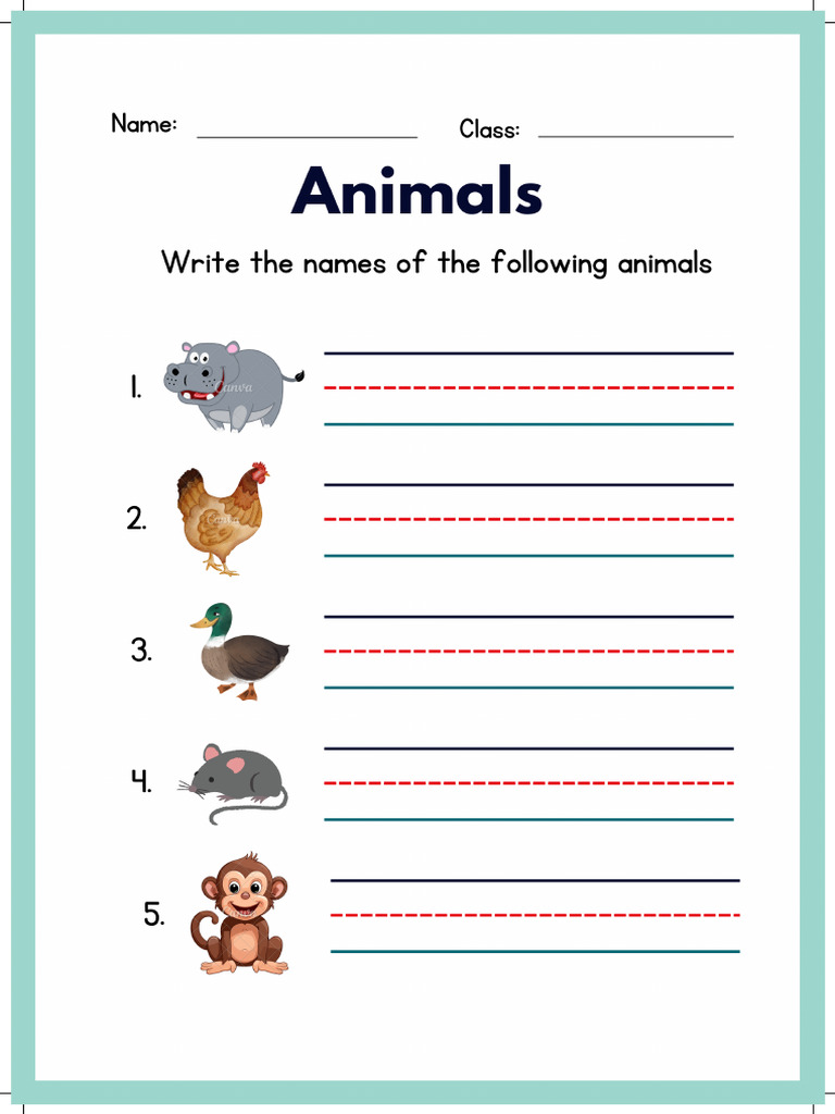 Writing Farm Animal Names Worksheet | PDF