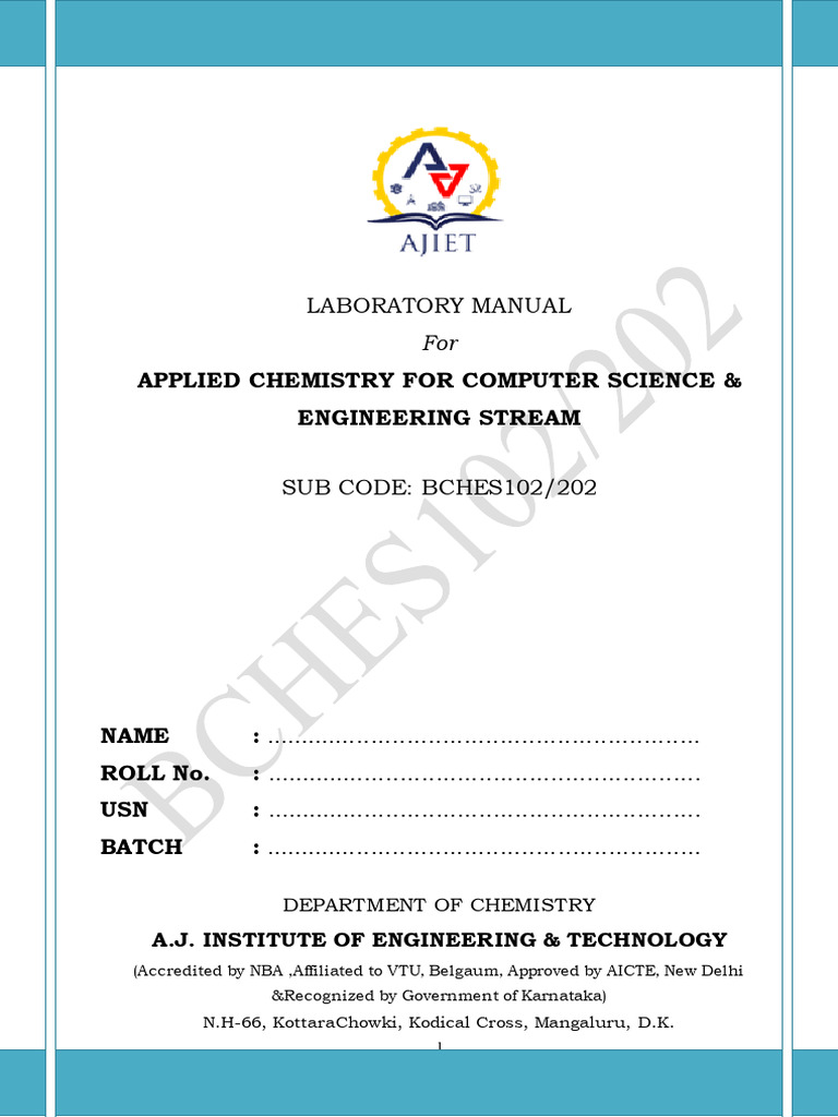 Applied Chemistry Lab Manual for CSE | PDF | Chemistry | Titration