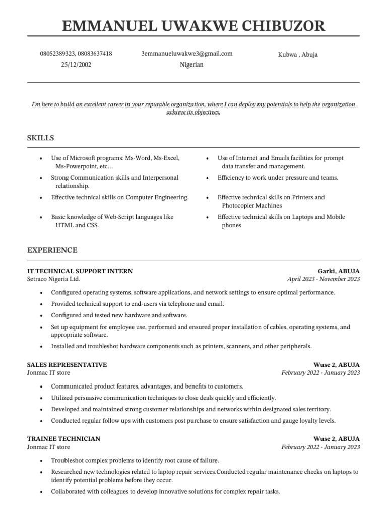 Main CV | PDF | Computer Hardware | Technical Support
