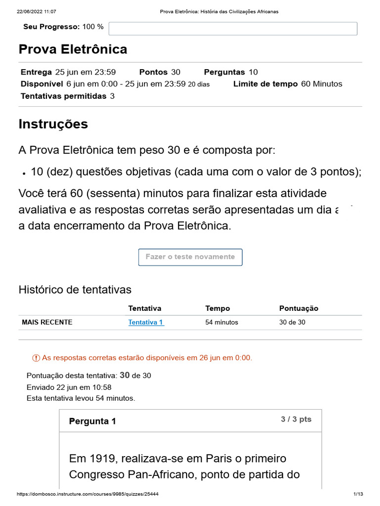 Prova Eletrônica - História Das Civilizações Africanas | PDF | África ...