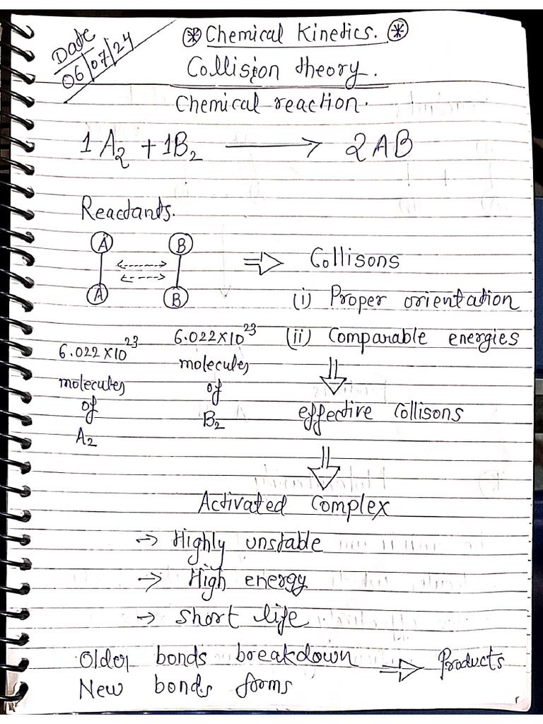CLASS 12TH CHEMISTRY - CHEMICAL KINETICS 06.07.2024 | PDF