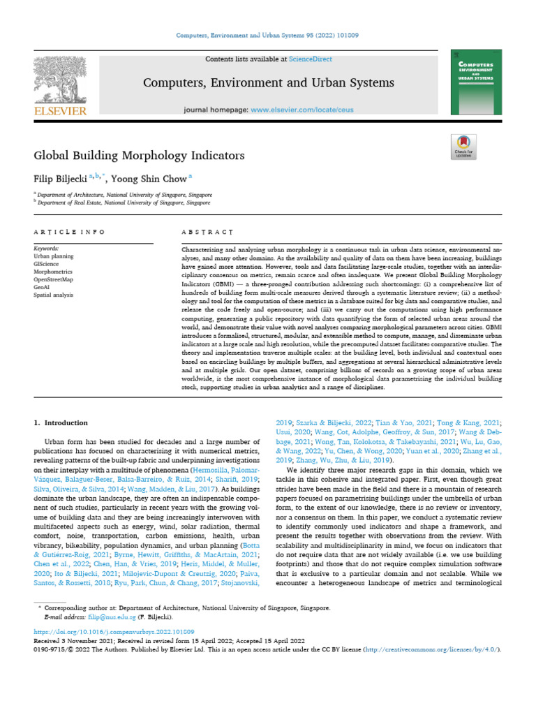 Global Building Morphology Indicators | PDF | Coefficient Of Variation