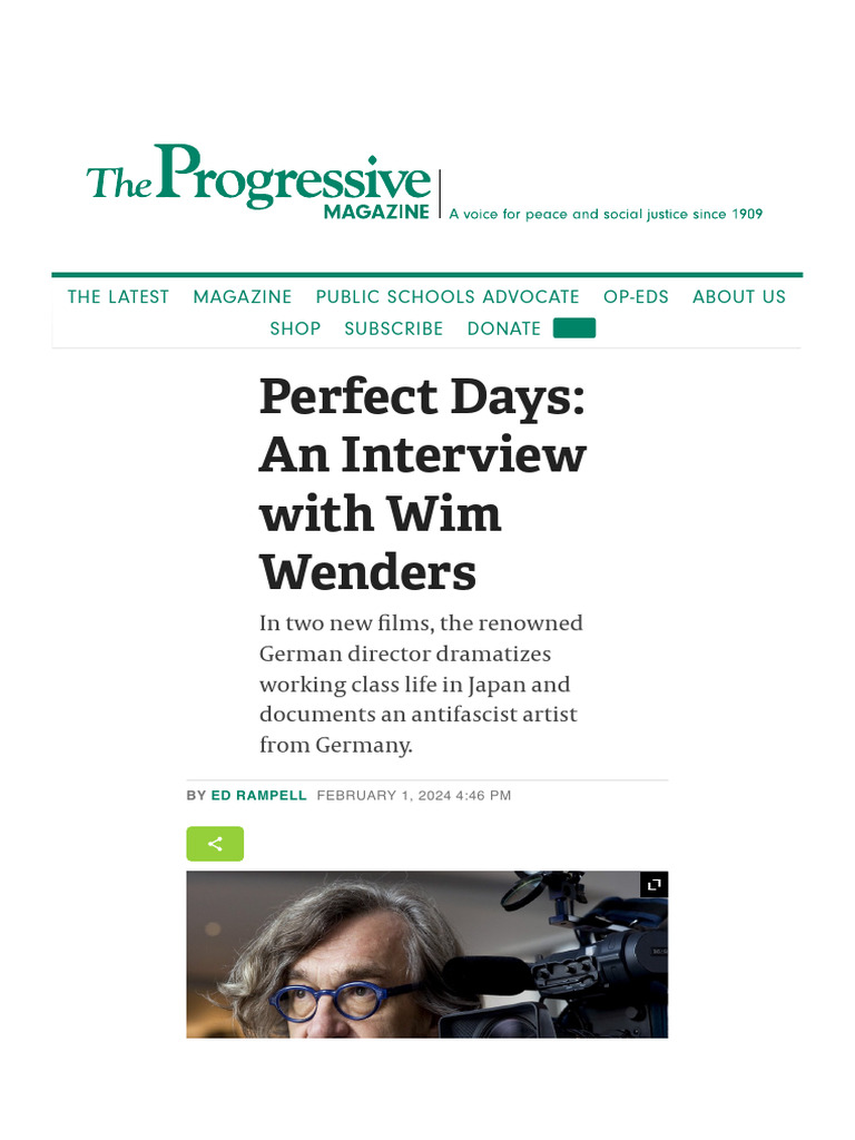 Perfect Days - An Interview With Wim Wenders | PDF | Art | Poetry