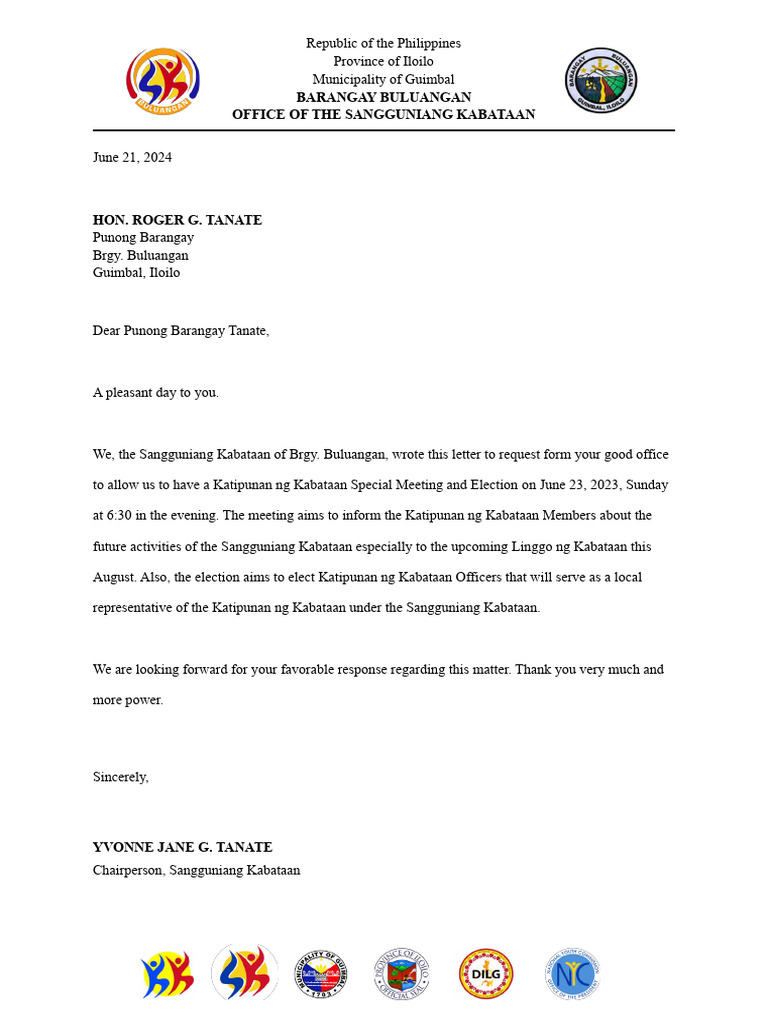 Letter of Request - Brgy. Captain | PDF