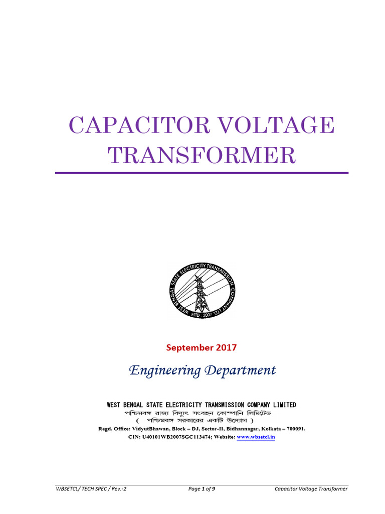 Capacitor Voltage Transformer: Engineering Department | PDF | Capacitor | Transformer