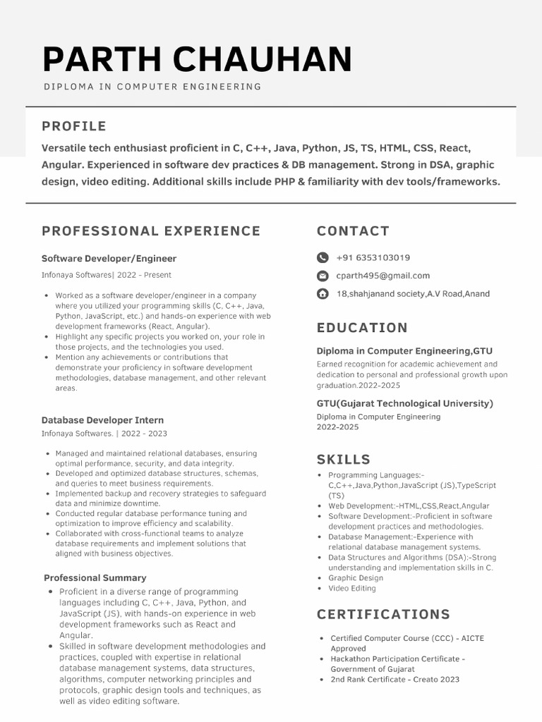 Resume Parth Chauhan | PDF