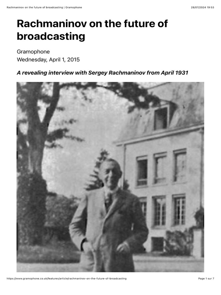 Rachmaninov On The Future of Broadcasting - Gramophone | PDF | Phonograph | Classical Music