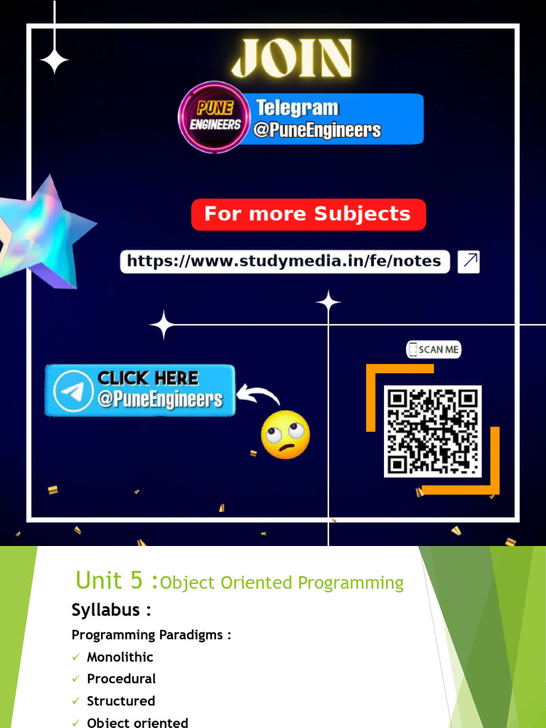 Ppt Pps Unit 5 Pdf Class Computer Programming Object Oriented 1620