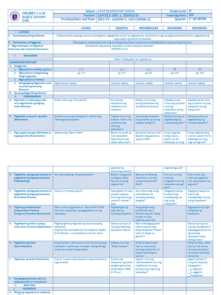DLL - Esp 2 - Q1 - W1 | PDF