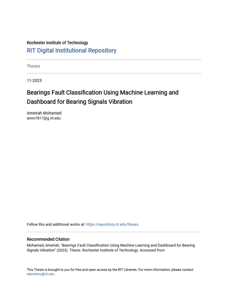 Bearings Fault Classification Using Machine Learning and Dashboar | PDF | Support Vector Machine ...