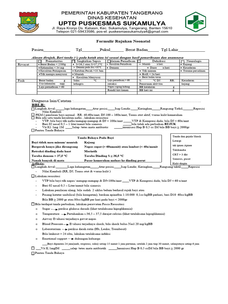 Form Rujukan Neonatal | PDF