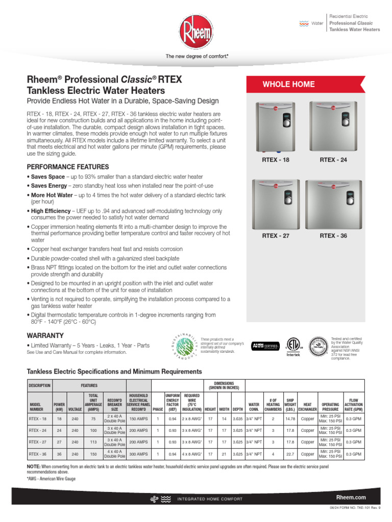 Rheem Rtex-18 Manual | PDF | Water Heating | Building Engineering
