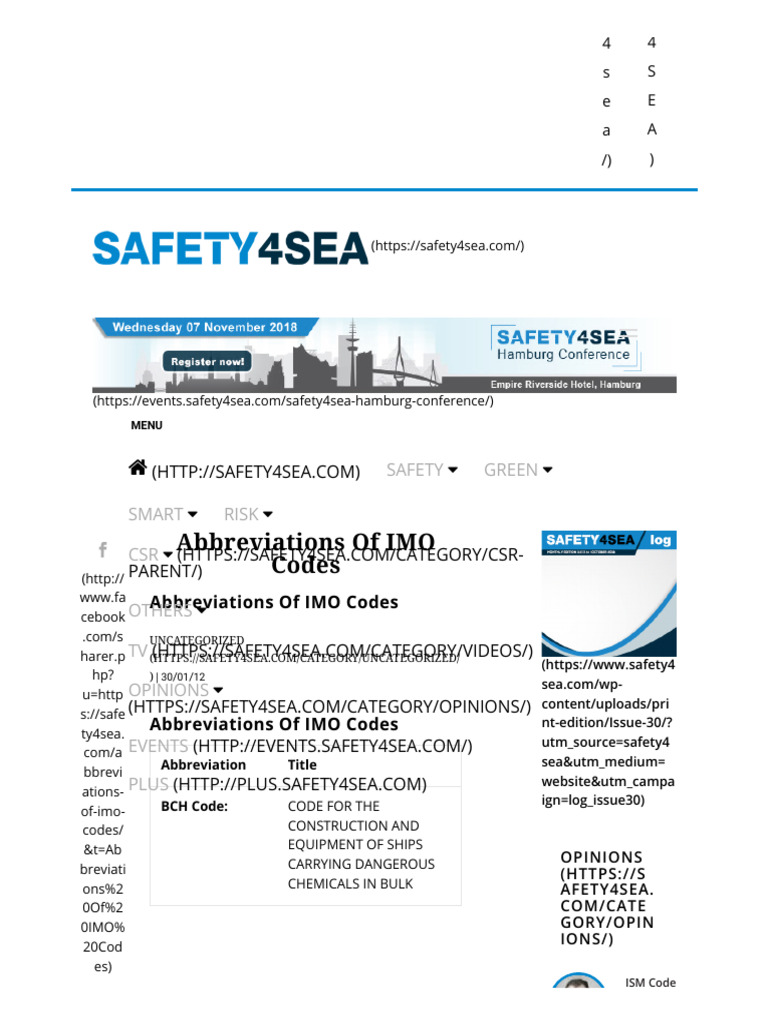 Abbreviations Of IMO Codes - SAFETY4SEA | PDF | Ships | Shipping