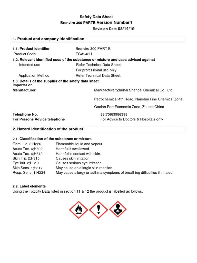 Intergard 300 PART B Safety Data Sheet | PDF | Allergy | Asthma