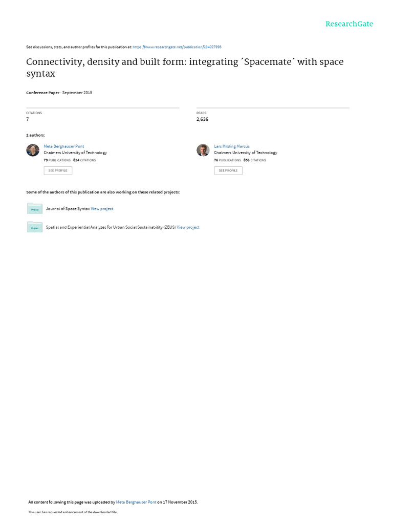 ISUF BerghauserPont-Marcus 2015 | PDF | Spss | Space