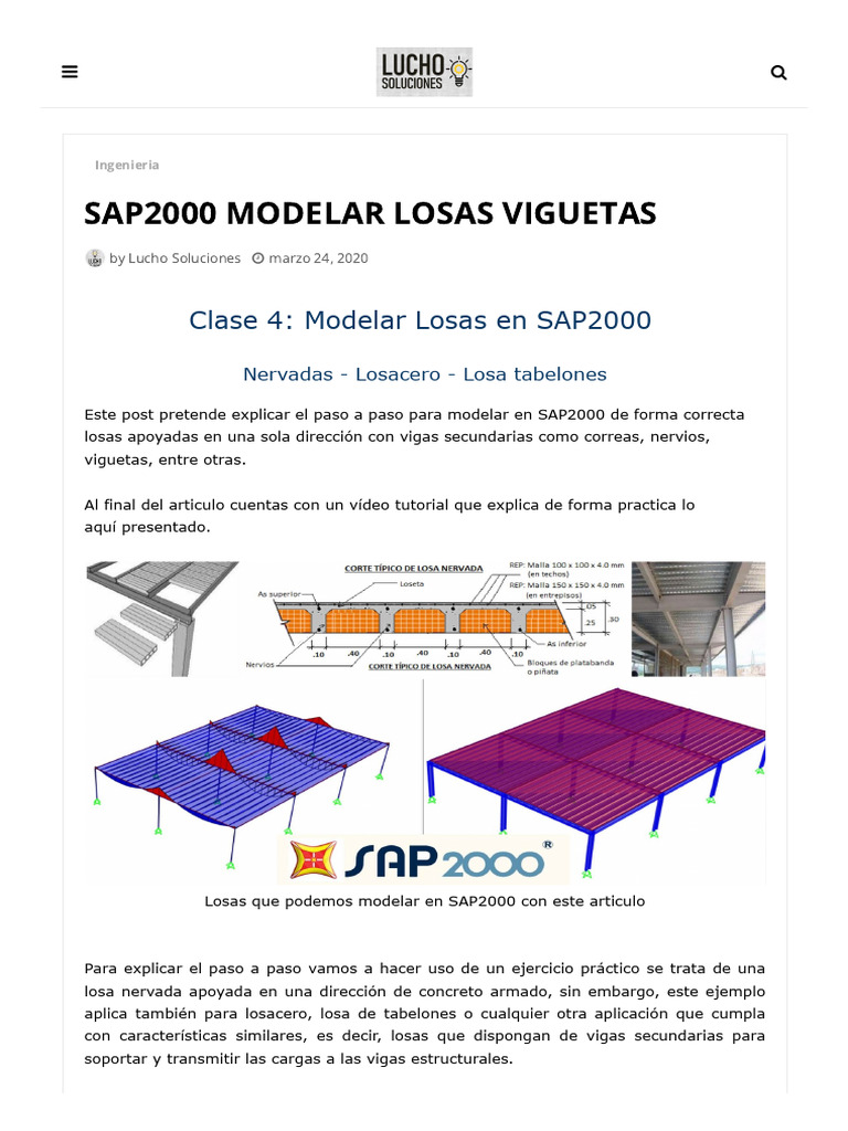 SAP2000 MODELAR LOSAS VIGUETAS - Lucho Soluciones | PDF | Viga ...