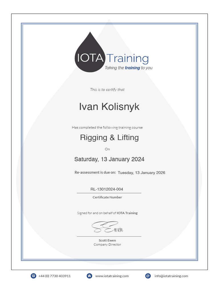 IOTA - Rigging & Lifting | PDF