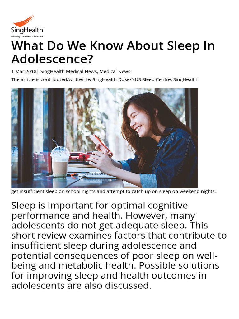 What Do We Know About Sleep In Adolescence_ - SingHealth | PDF | Sleep ...