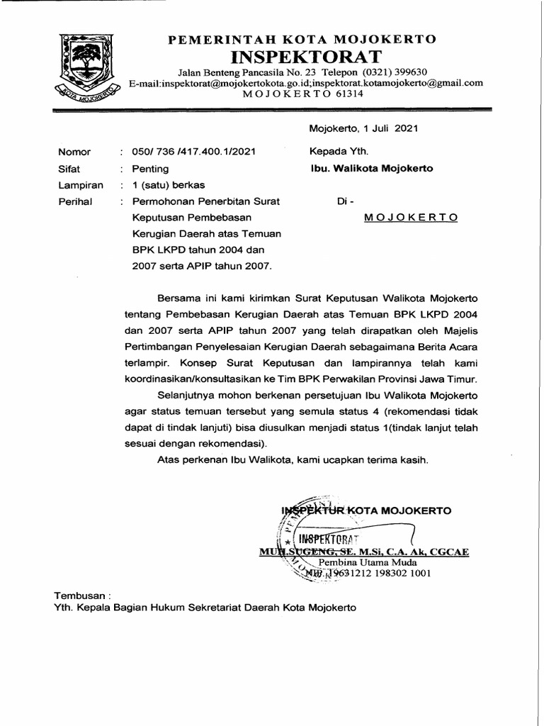 Permohonan Penerbitan Surat Keputusan Pembebasan Kerugian Daerah Atas ...