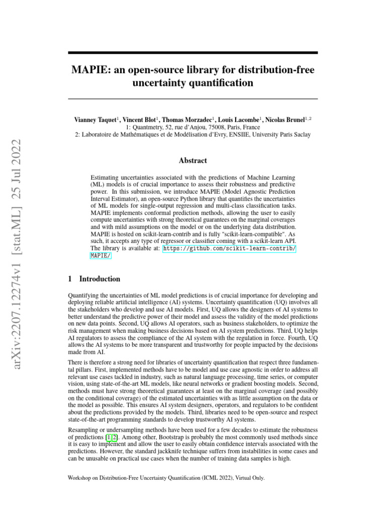 MAPIE - Open Source Library For Uncertainty Quantification | PDF | Resampling (Statistics ...