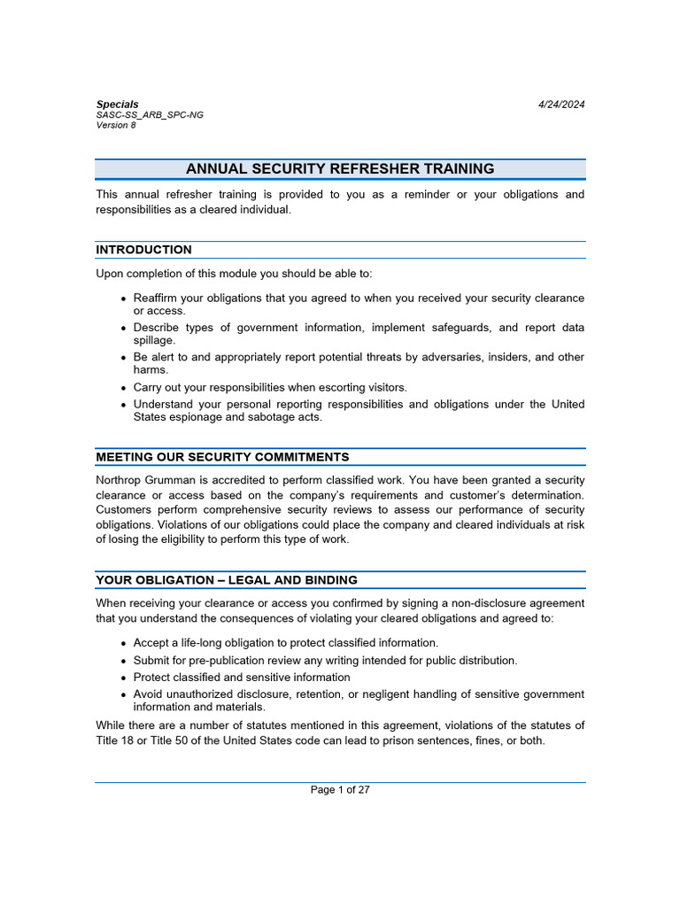 Northrop GrummanClearance Policies | PDF | Computer Security | Security