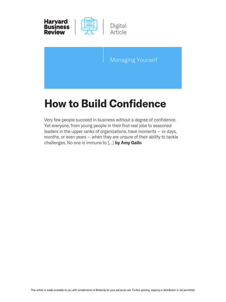 How To Build Confidence | PDF | Knowledge | Six Sigma